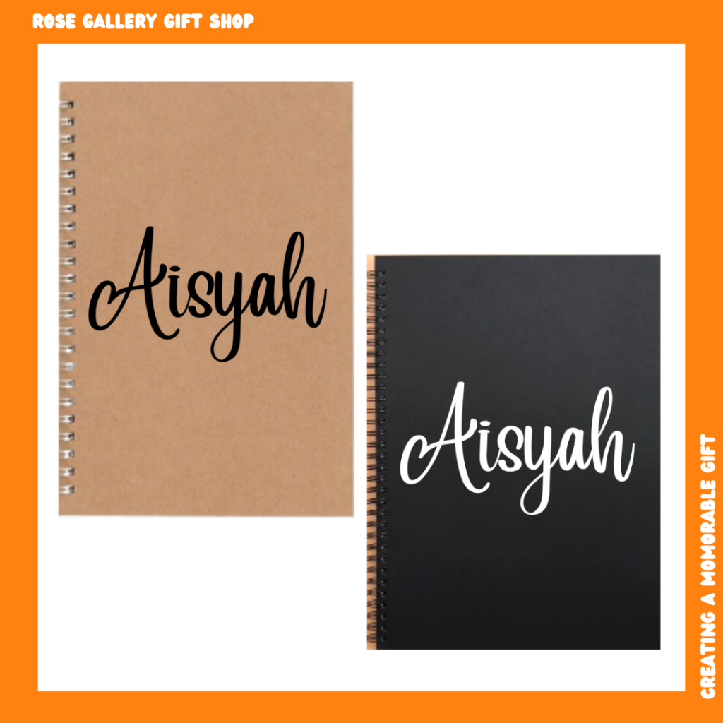 [CUSTOM NAME] Paper Cover A5 Size Notebook Name only- No design ...