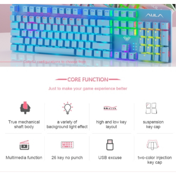 AULA S2022 Mechanical Gaming Keyboard RGB Lighting Anti Ghosting For ...