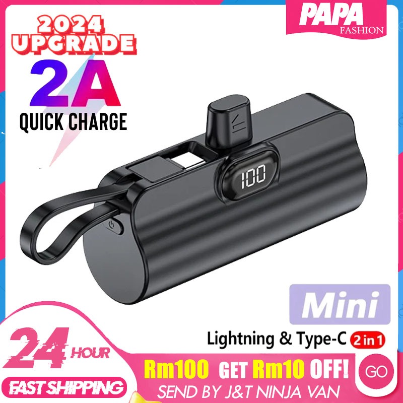 5000mAh Original Mini Portable Powerbank LED Power Bank Fast Charging ...