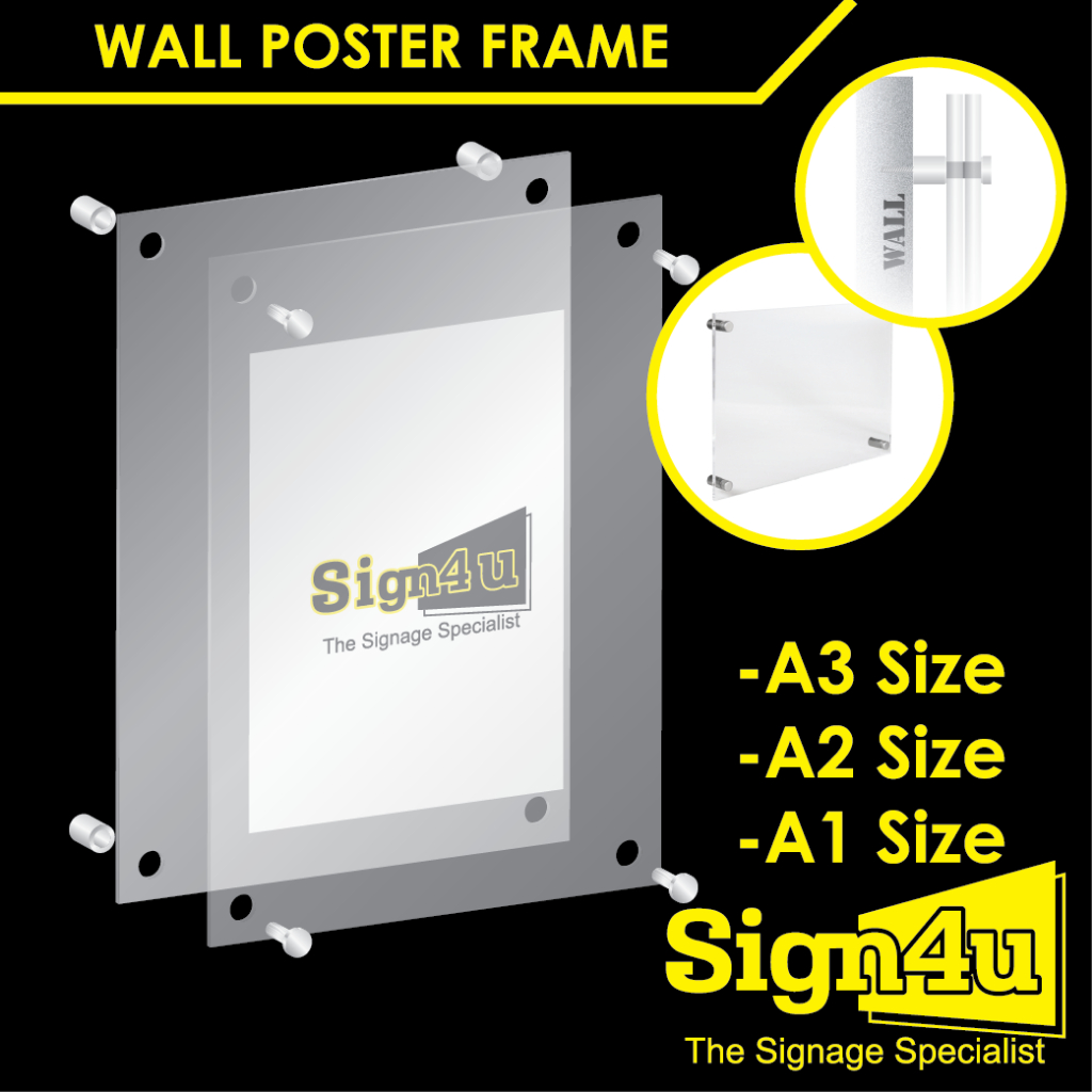 A3 / A2 / A1 Size Sandwich Acrylic Wall Poster Frame 3mm + 3mm | Shopee ...