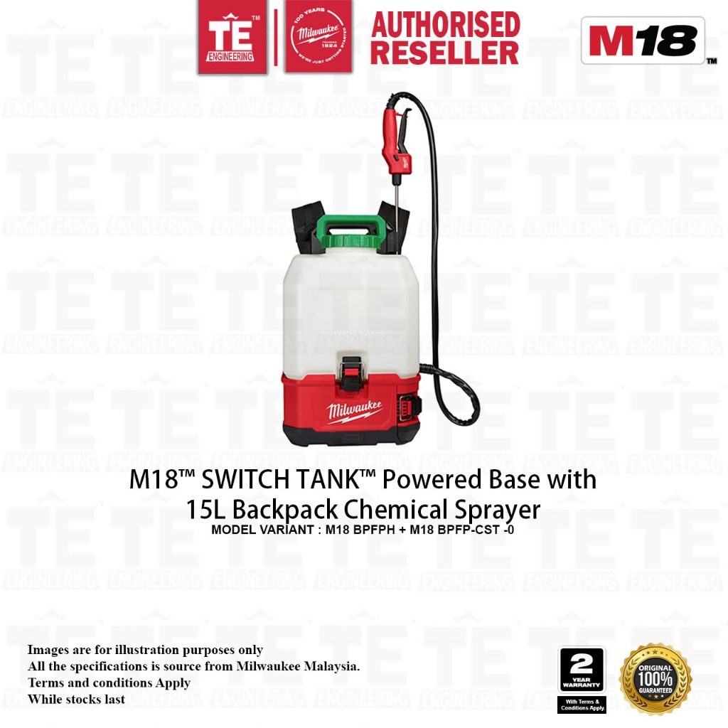 Milwaukee M18 Switch Tank 15L Backpack Sprayer ( M18BPFPH + M18BPFP-CST ...