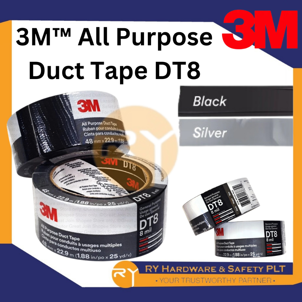 3M All Purpose Duct Tape DT8/ Light Duty Duct Tape/ Instant Bond/ [1 ...