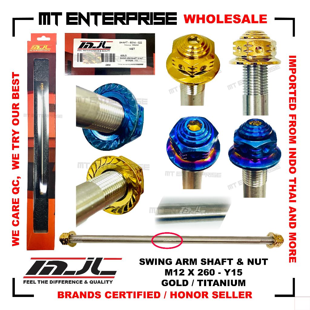 FREE 2 YAMALUBE OIL - MJL Original Swing Arm Shaft & Nut M12 X 260 ...