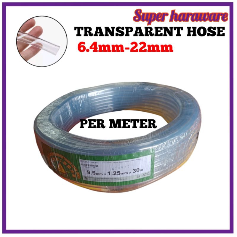 (PER METER)PVC Transparent Clear Hose Pipe Air Line Tube Paip Air PVC ...