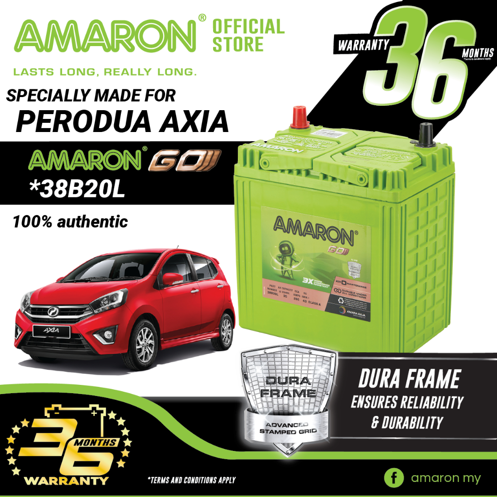 AMARON GO Series 38B20L [NS40zl] Car Battery for Perodua Axia (Tanpa ...