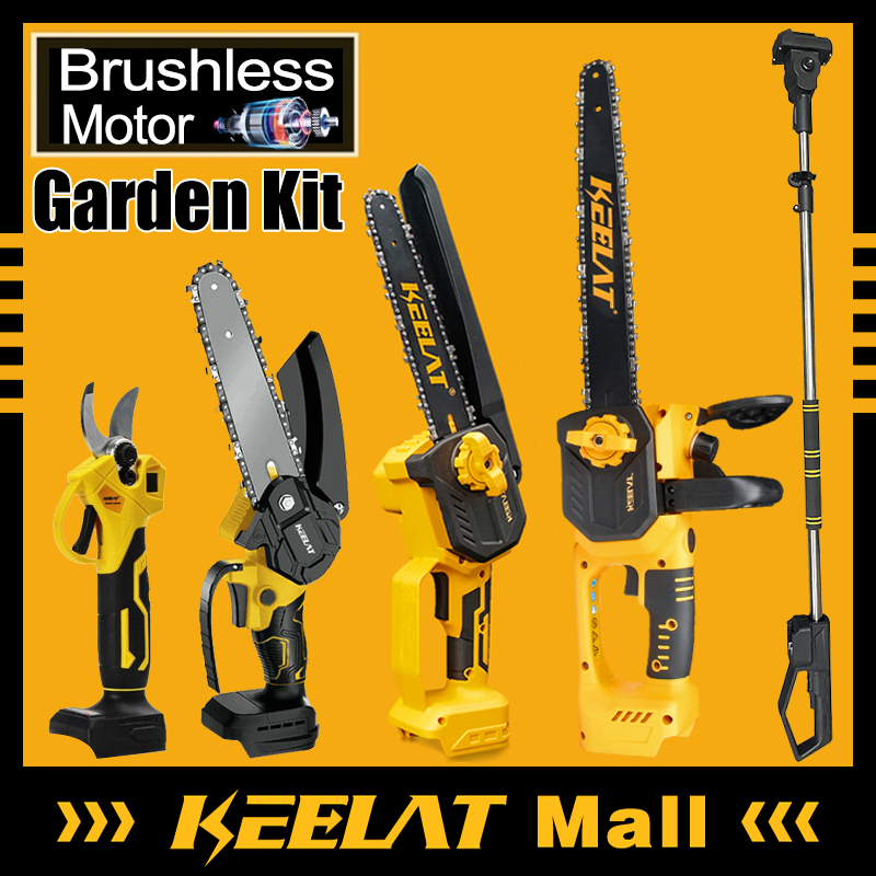 KEELAT KEC009 12 inch Chainsaw Cordless Chainsaw Gergaji Elektrik Wood Cutter Saw Mesin Potong ...
