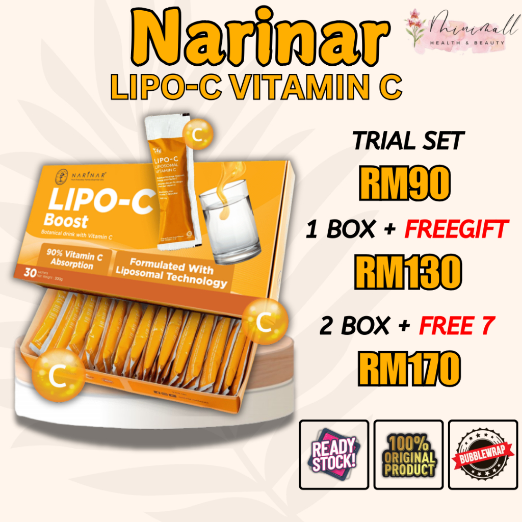 [100% ORIGINAL] NARINAR LIPO C BOOST BOTANICAL VITAMIN C LIPOSOMAL TECHNOLOGY (30 SACHETS ...