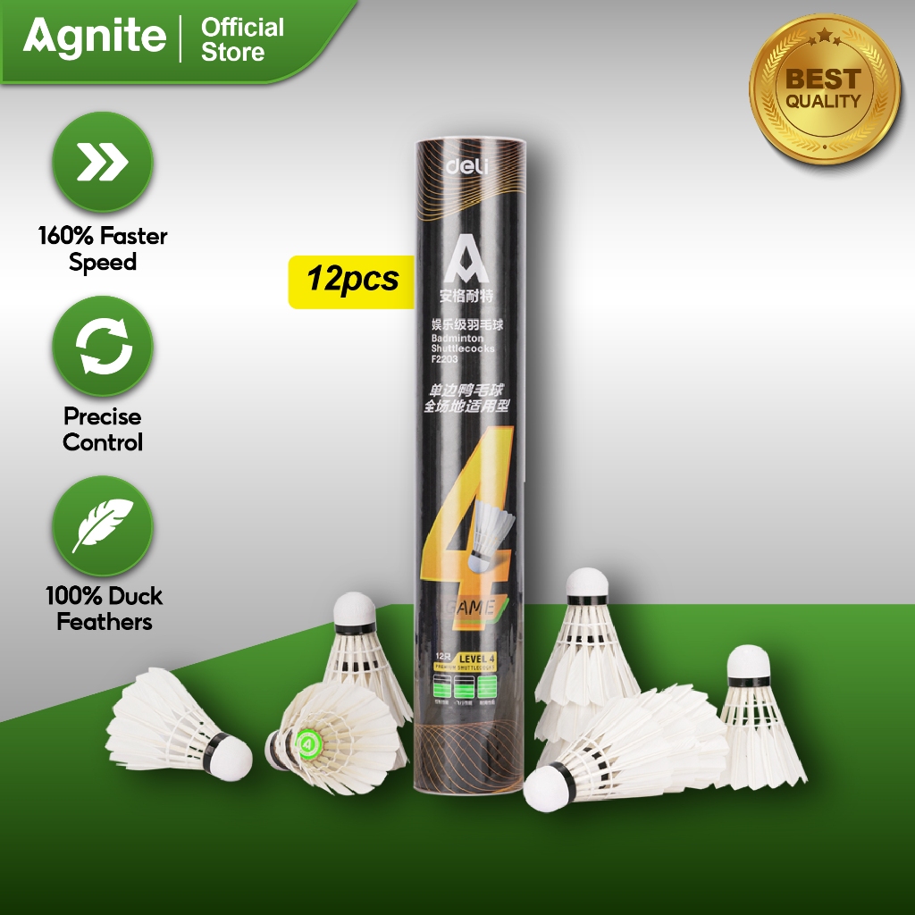 Agnite Level 3 Duck Feather High Speed Badminton Shuttlecock | Shopee ...