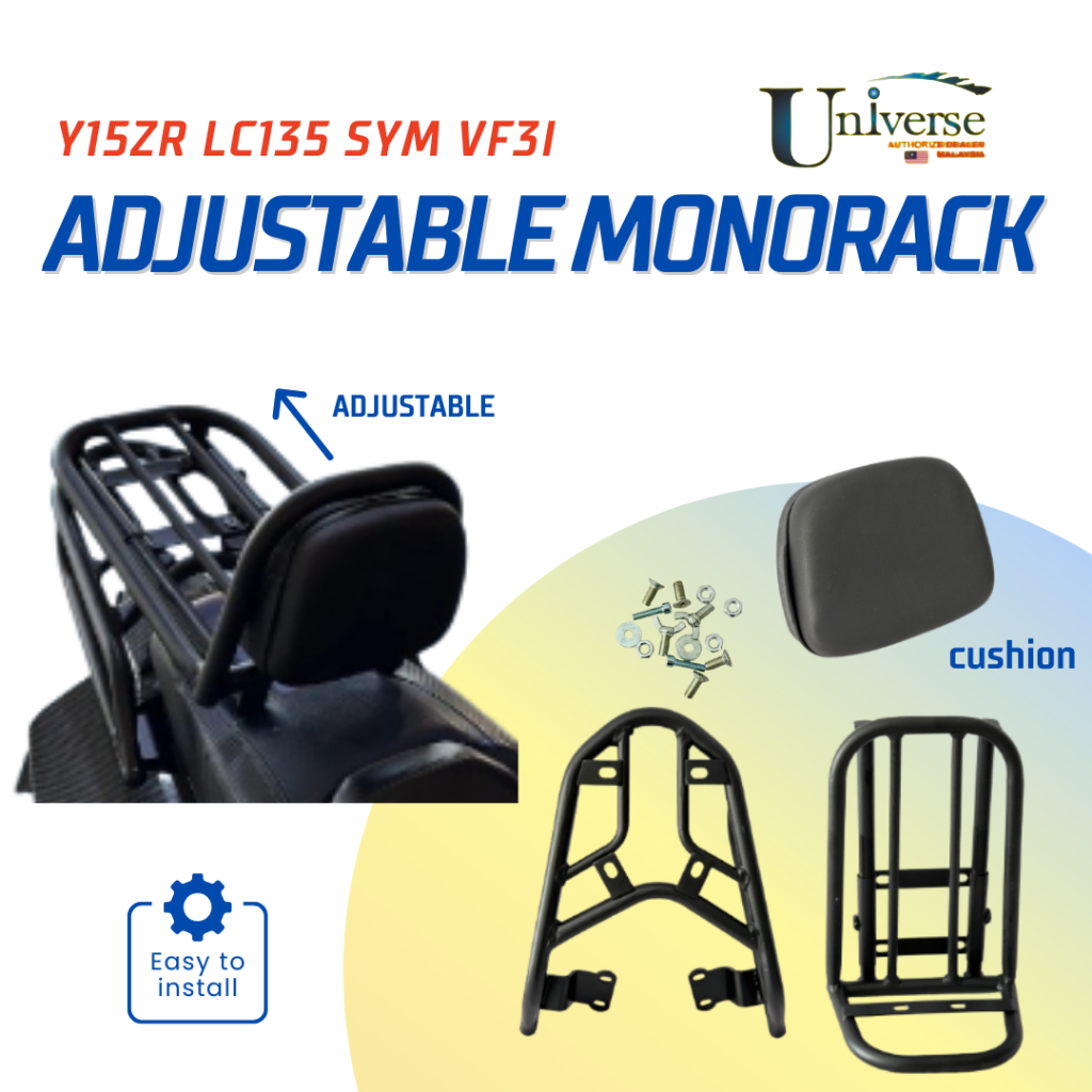 Y15ZR LC135 SYM VF3i Adjustable Monorack Rear Rack For Delivery Bag Top ...