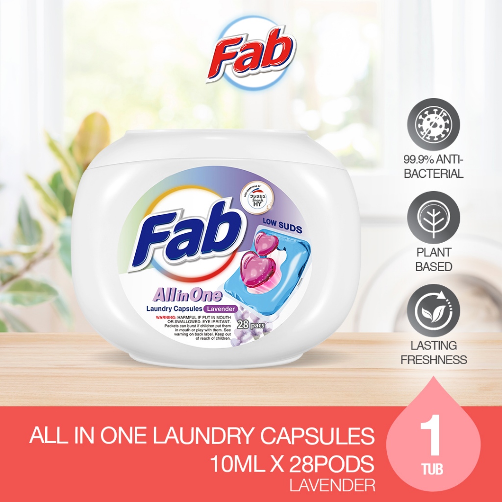 Fab All in One LOW SUDS Laundry Capsules Sakura (10ml x 28pcs) | Shopee ...
