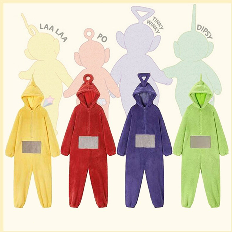 Adult Kids Teletubbies Costumes Soft Long Sleeves Piece Pajama Costume ...