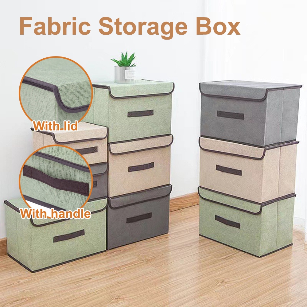Linen storage box Kotak storan Non woven fabric storage box Folding ...