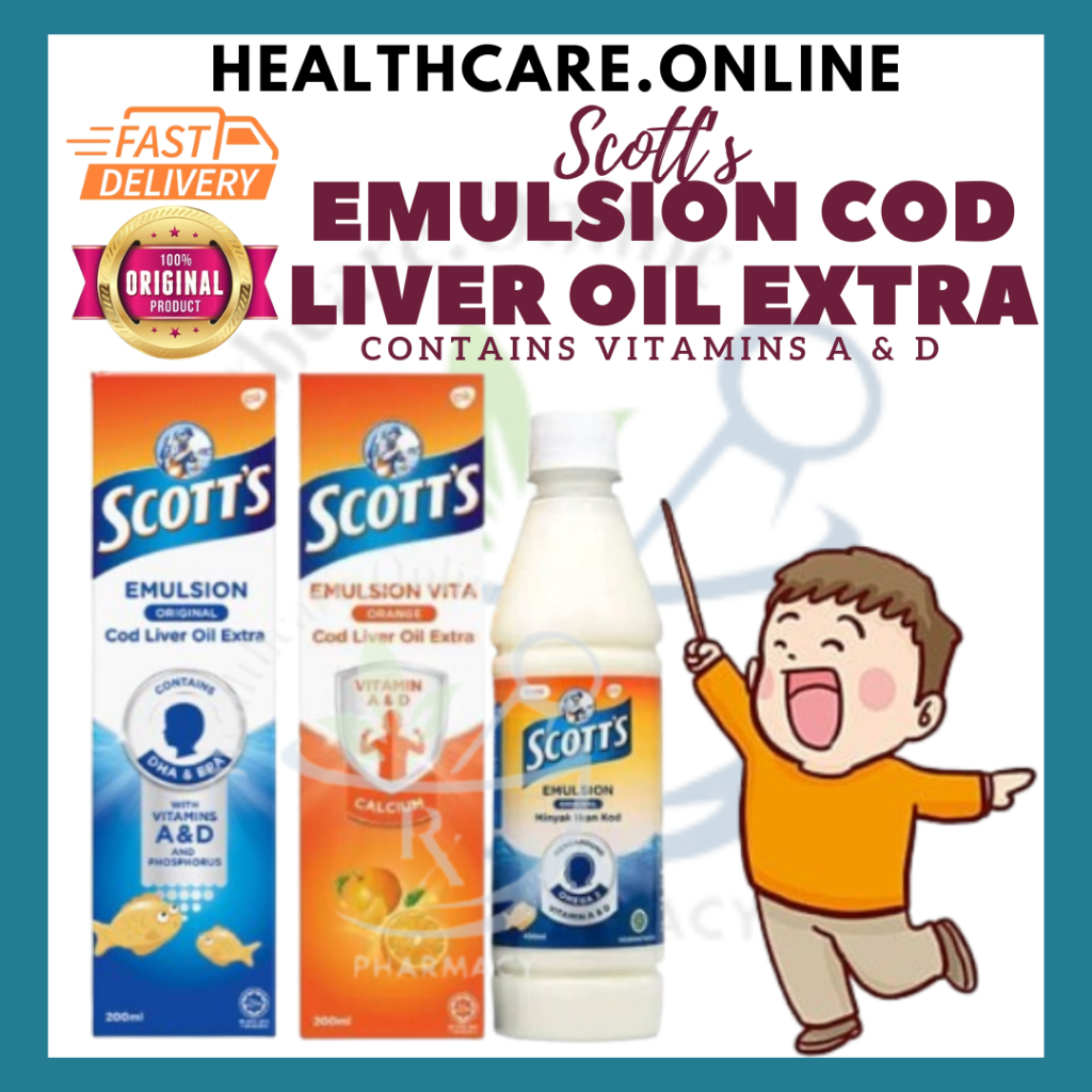SCOTT'S EMULSION COD LIVER OIL EXTRA 200ML [ ORIGINAL / ORANGE ...