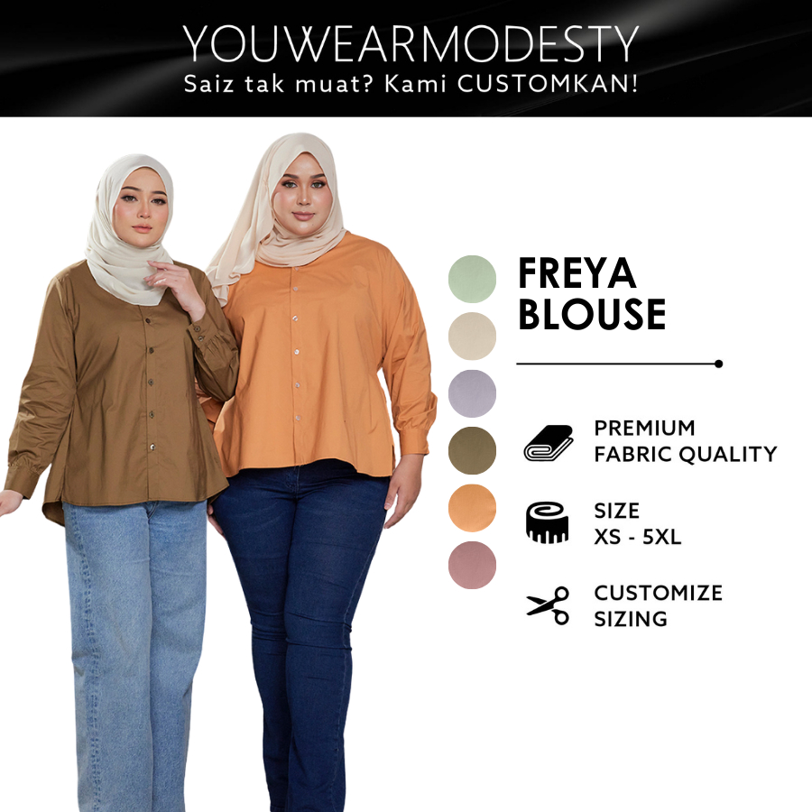 YouWearModesty Freya Plus Size Blouse Muslimah Plus Size Blouse Women ...