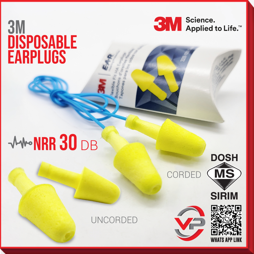 3M E-A-R FLEXIBLE FIT EARPLUG 328-1000 & 328-1001/NRR 30 dB/WASHABLE ...
