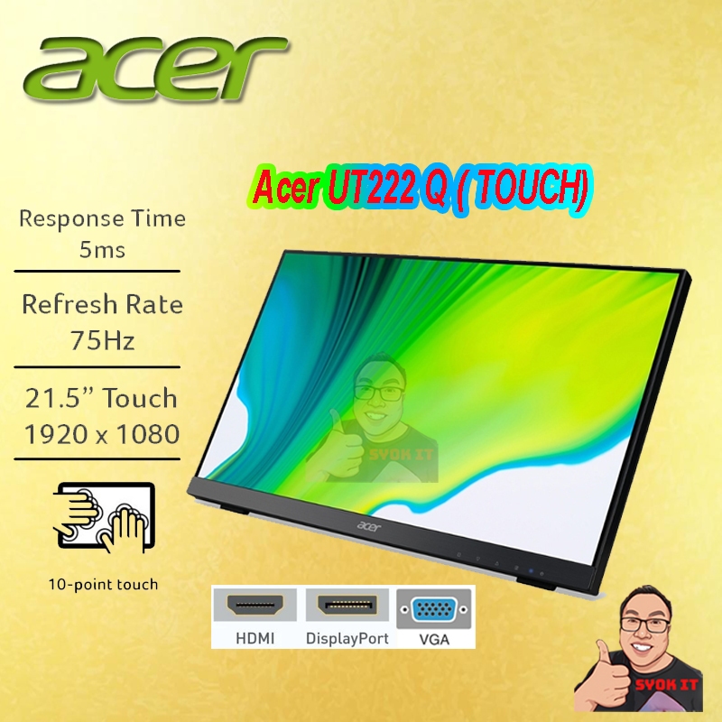 Acer UT222Q 21.5" TOUCH SCREEN MONITOR ( 21.5" IPS FHD / 5ms / 75Hz ...
