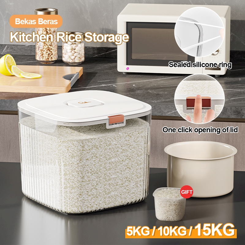Rice Storage Box Clear Grain Container Household Cereal Rice Bucket ...