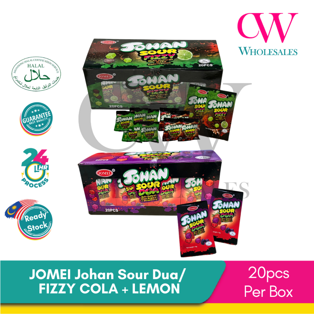 Jomei Johan Sour Dua/Frizzy Cola + Lemon Gula Kunyah (14gx20pcs) | Shopee Malaysia
