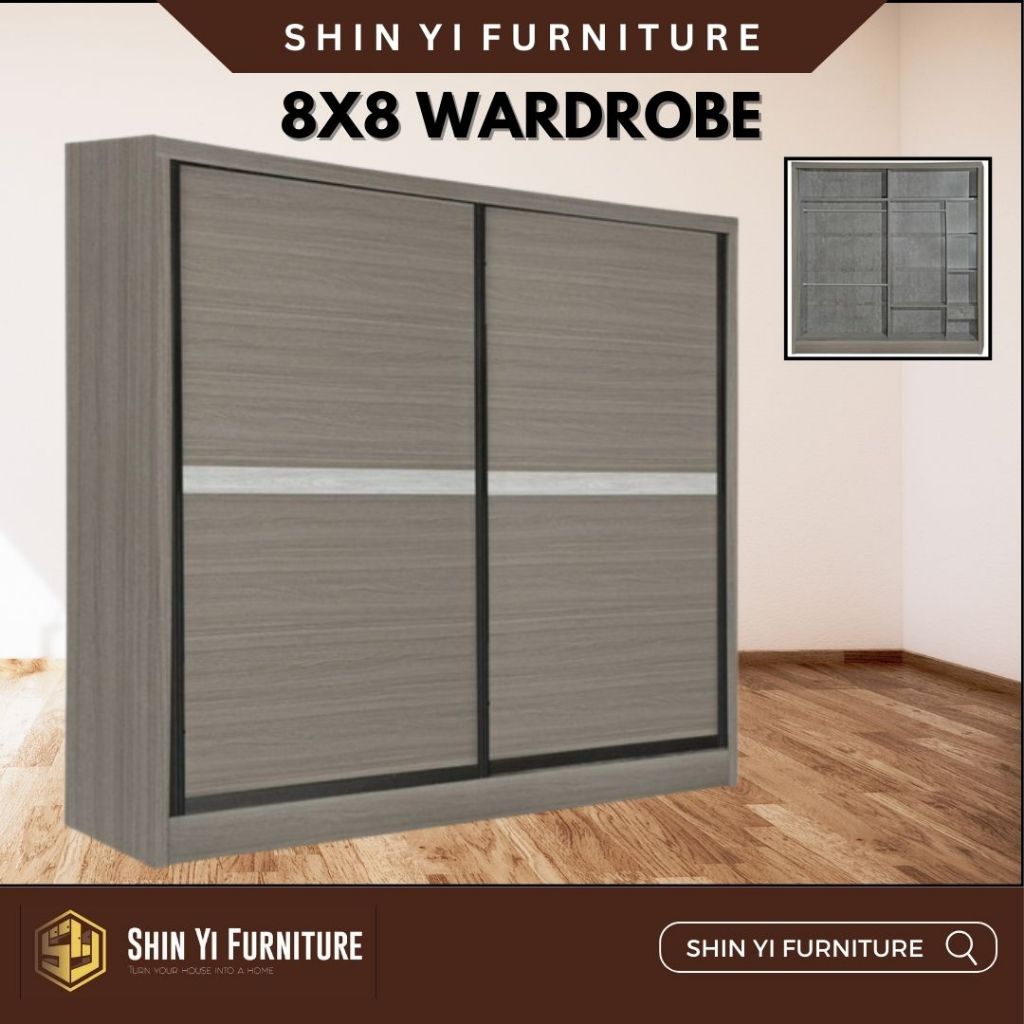 [SARAWAK] 8FT Sliding Doors Wardrobe/Almari Baju Besar/Almari Pakaian ...