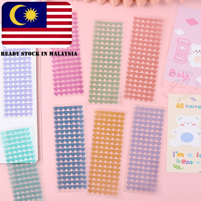 INS Colorful Love Guka Heart Shape Deco Stickers Pack of 8 Sheets DIY ...