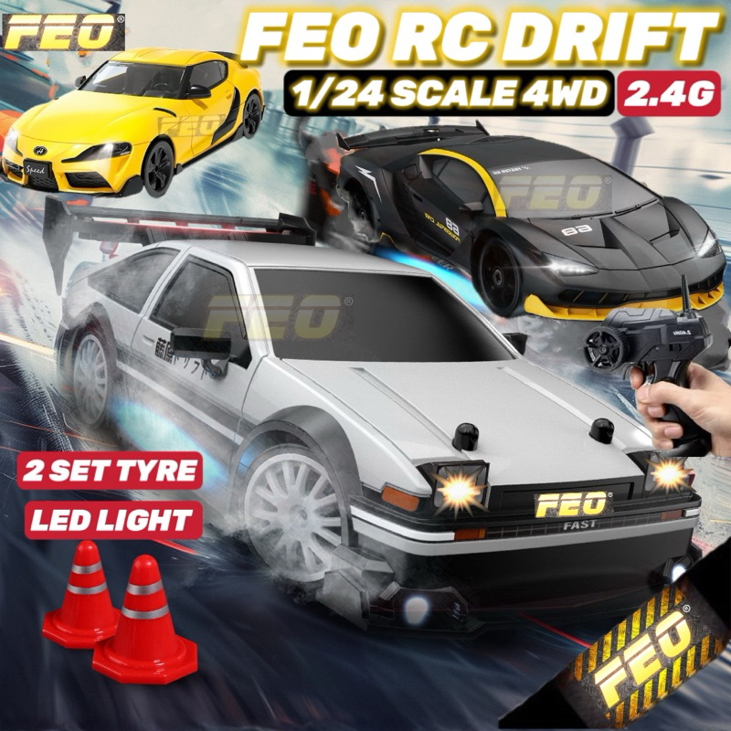 FEO NQ RC Drift Car Racing Control Car 4WD 1/24 2.4G High Speed LIGHT ...