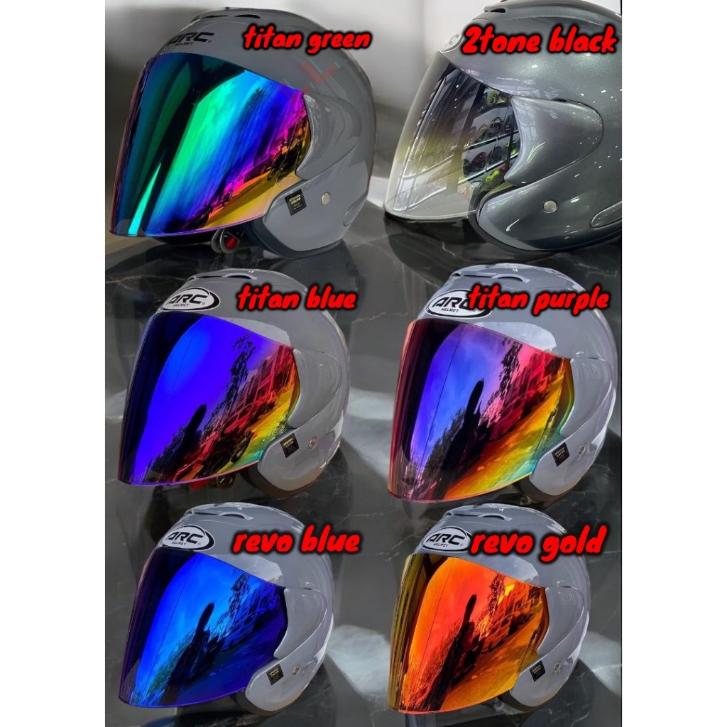 ARC Ritz HELMET Visor Siang Malam REVO GOLD /2 TONE BLACK / Rainbow ...