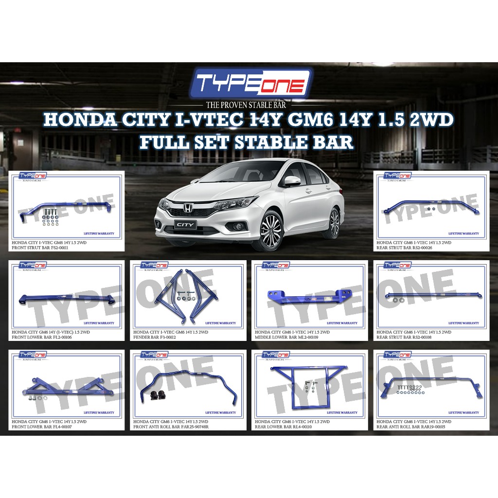 HONDA CITY GM6 I-VTEC 2014 14Y 1.5 2WD FULL SET STABLE BAR COLOUR BLUE ...