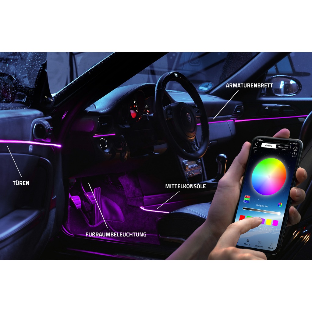 Car LED RGB Dual Zone 213 Car Ambient Lighting Interior Color Rainbow ...