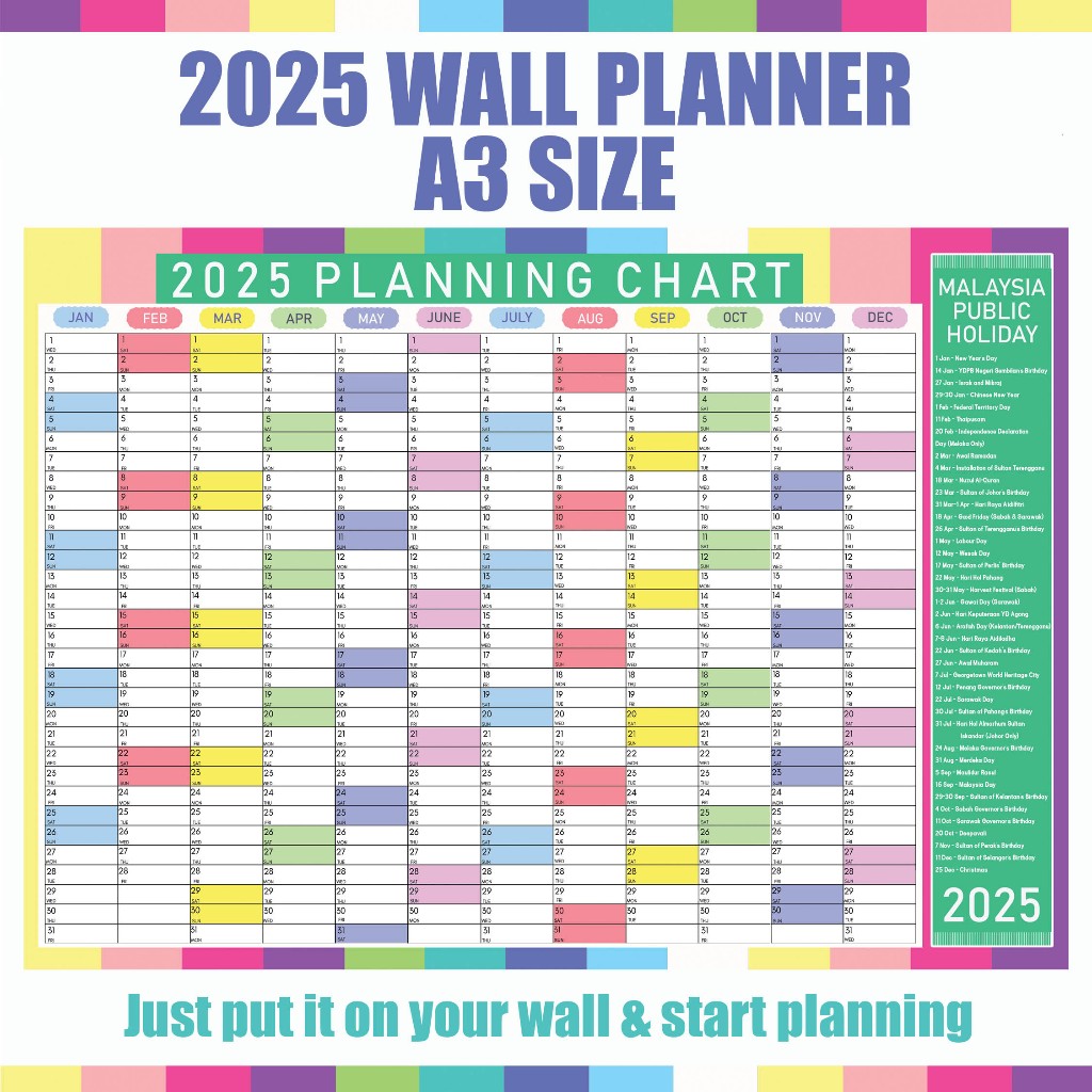 🟢KALENDAR 2025/ PLANNING CHART / WALL KALENDAR / 100 DAYS COUNTDOWN ...