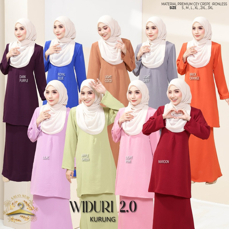 Kurung Widuri 2.0 Ironless Premium Fabric Cey Crepe | Shopee Malaysia