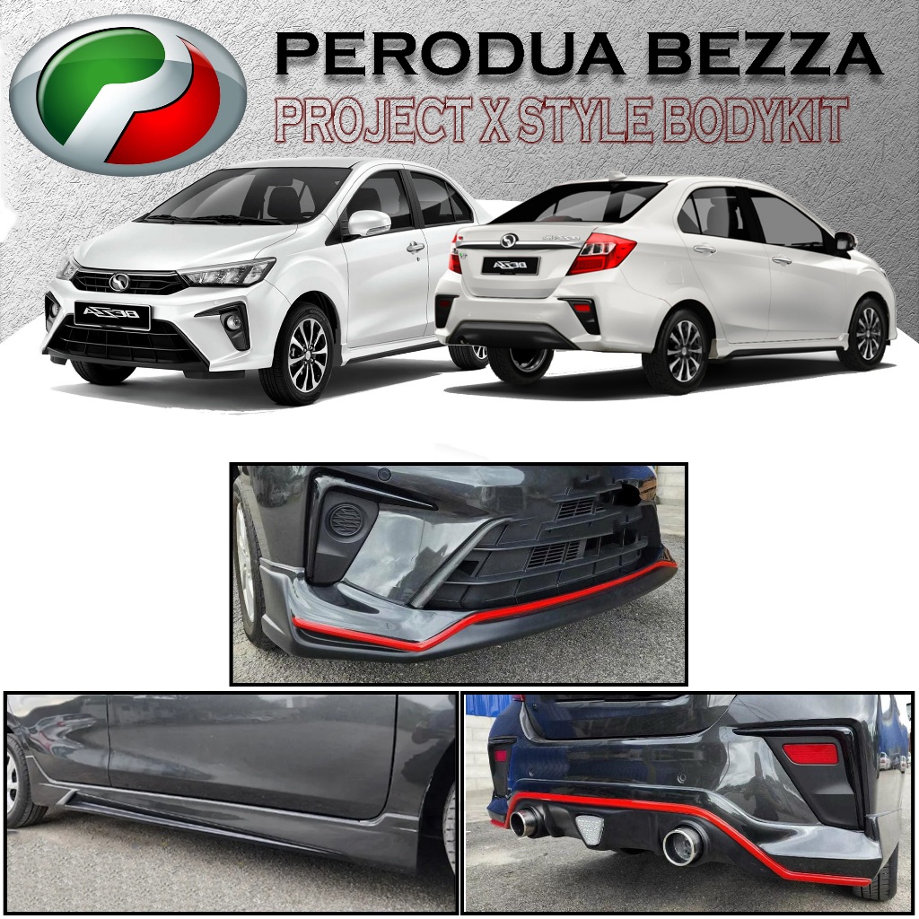 PERODUA BEZZA 2020 PROJECT X STYLE FULLSET BODYKIT SKIRTING (FRONT ...