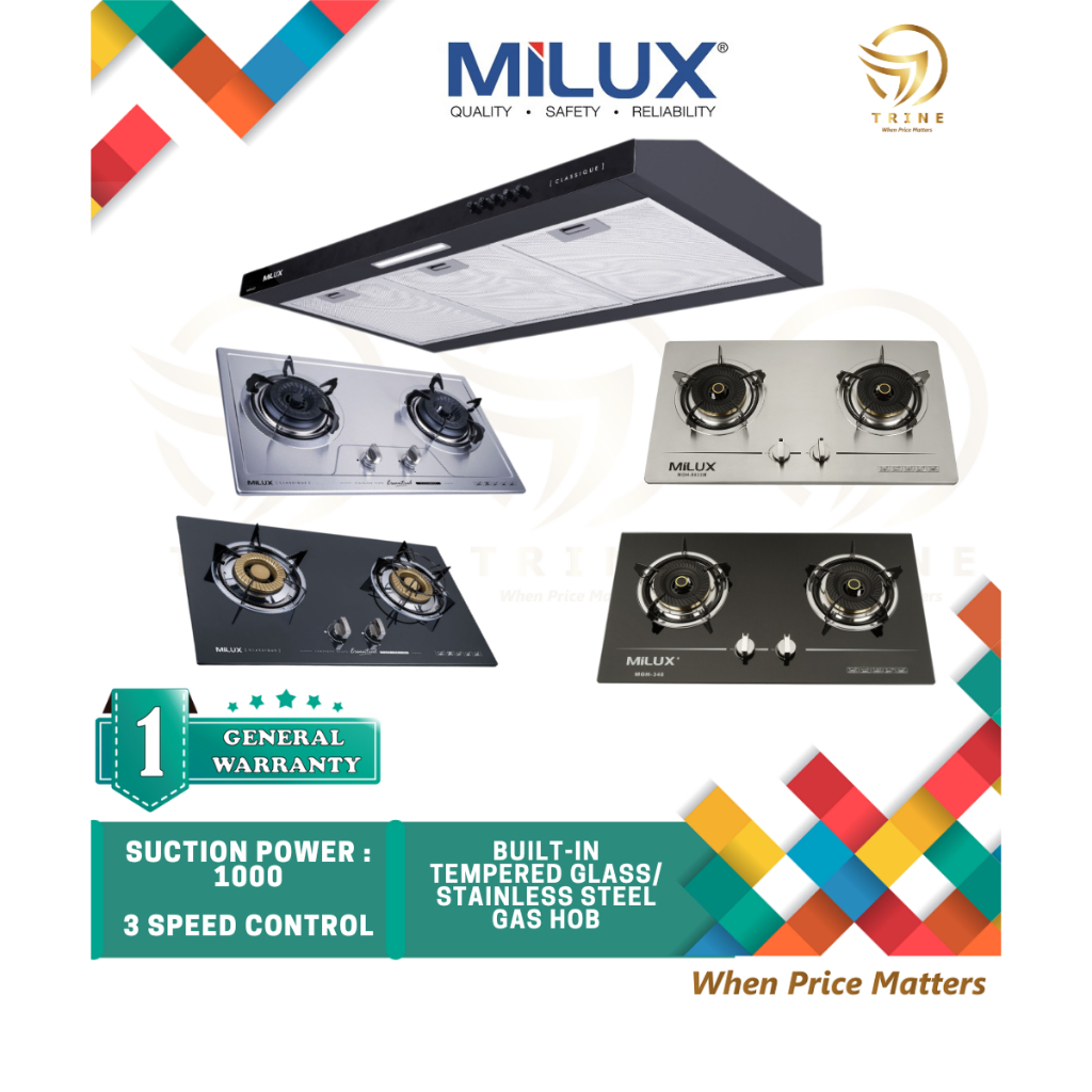 MILUX 90CM SLIM HOOD MHS-S430 MHS-S431 COMBO WITH HOB MGH-S633M MGH ...