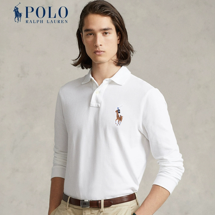 Ralph Lauren Men Long Sleeve POLO Shirt Cotton Embroidered Pony Logo Original Casual Lightweight ...