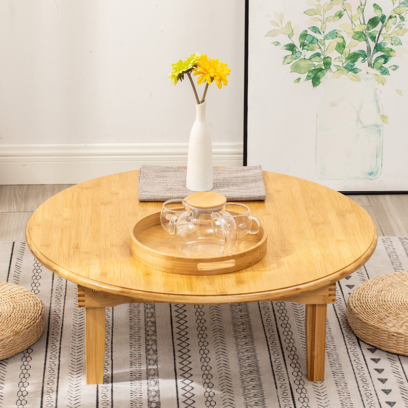 Simple Modern Bay Window Small Coffee Table Solid Wood Household round ...