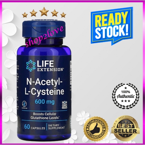 Life Extension N-Acetyl-L-Cysteine 600mg 60 Capsules - Boosts Cellular ...