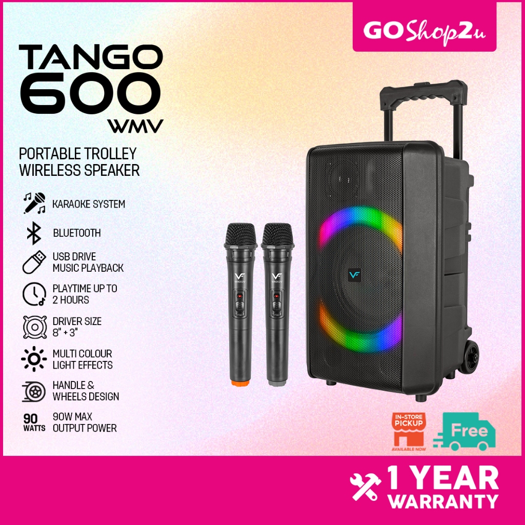 Vinnfier VF Tango 600 WMV 90W Max Portable Trolley Wireless Bluetooth ...