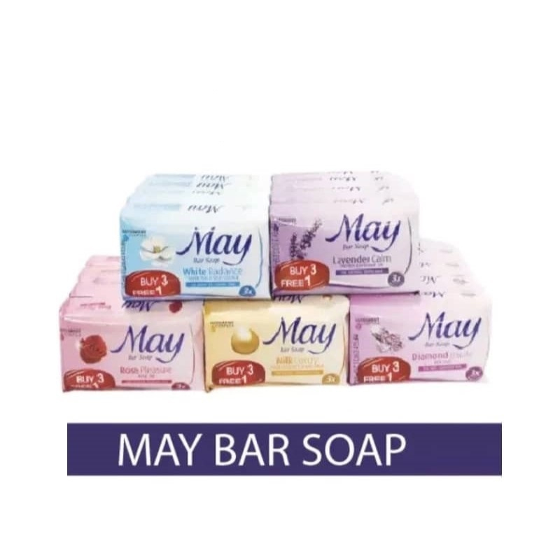 MAY Bar Soap [85gm x 3pcs ] [ 85gm x 3 ] or [75gm x 4pcs ] [ 75gm x 4 ...
