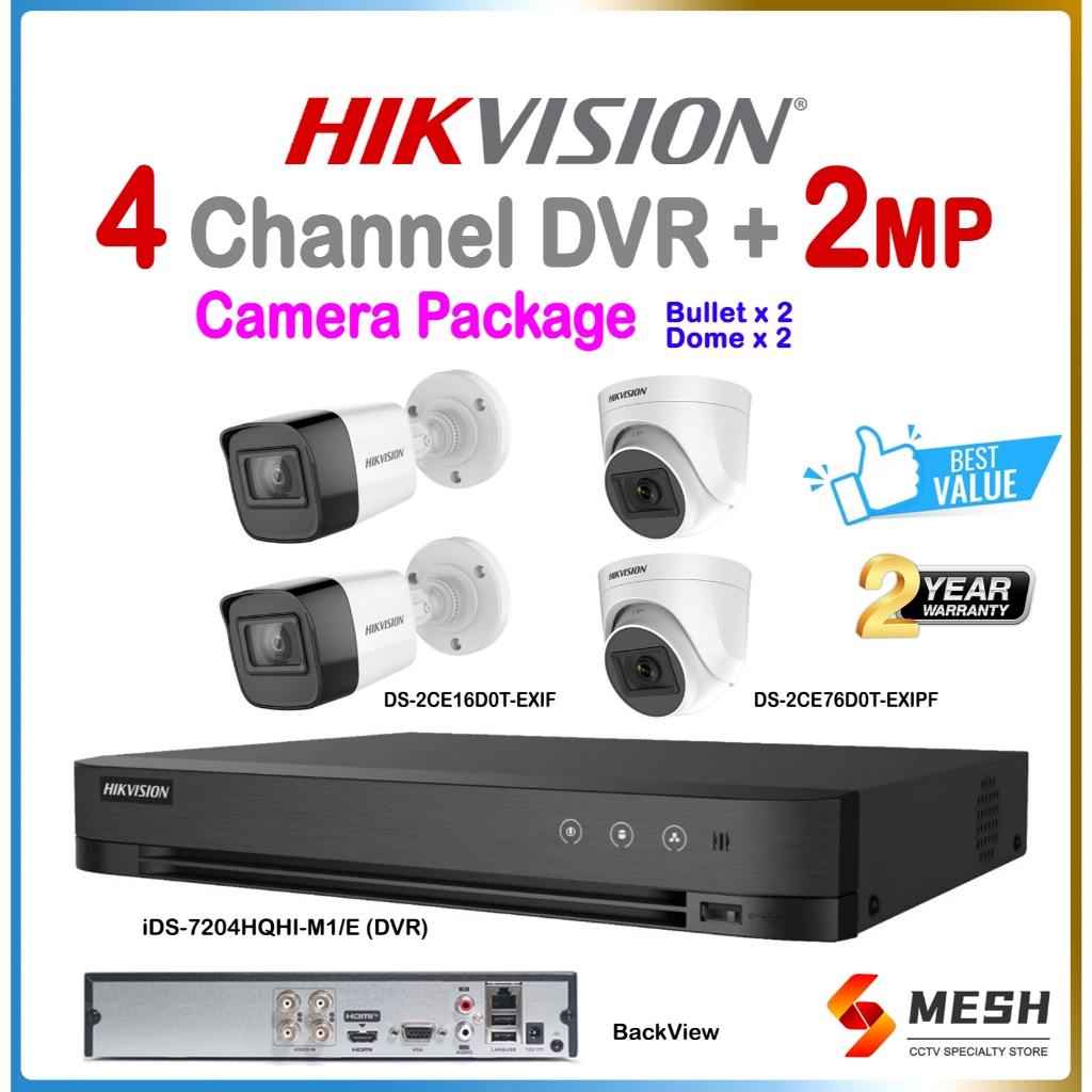 HIKVISION 2MP CCTV Camera Set 4CH DVR iDS-7204HQHI-M1/E & 4 Outdoor ...