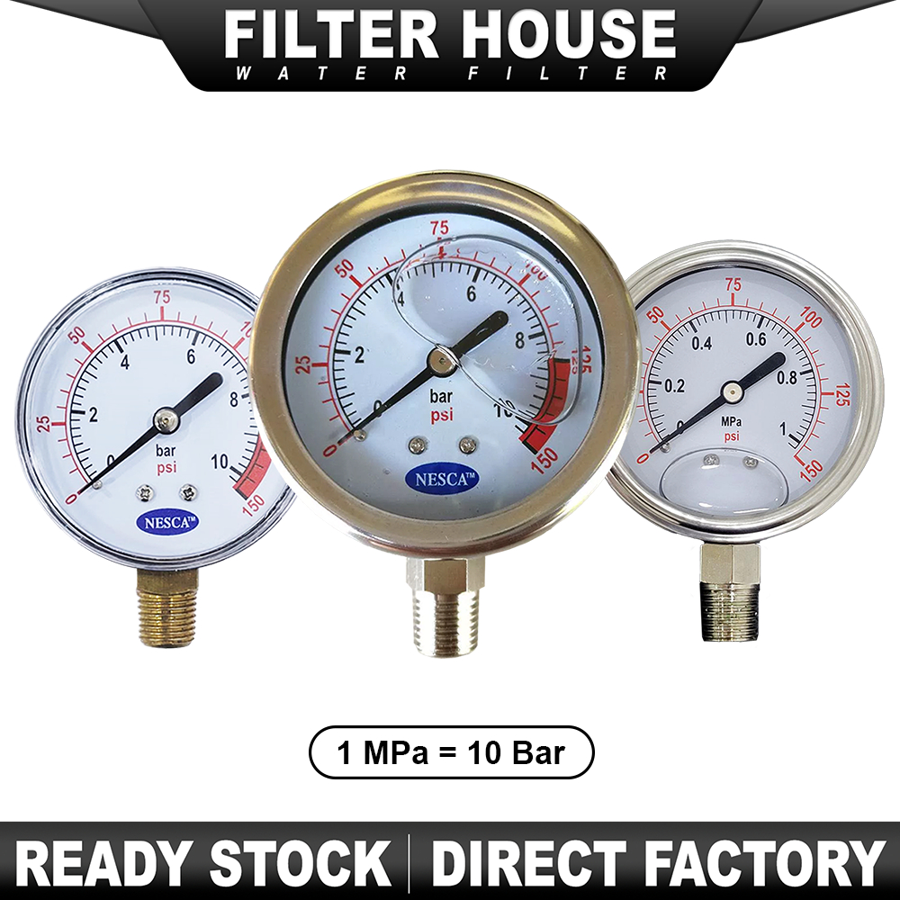 NESCA Original Hydraulic Filter Water Pressure Meter Gauge - Water ...