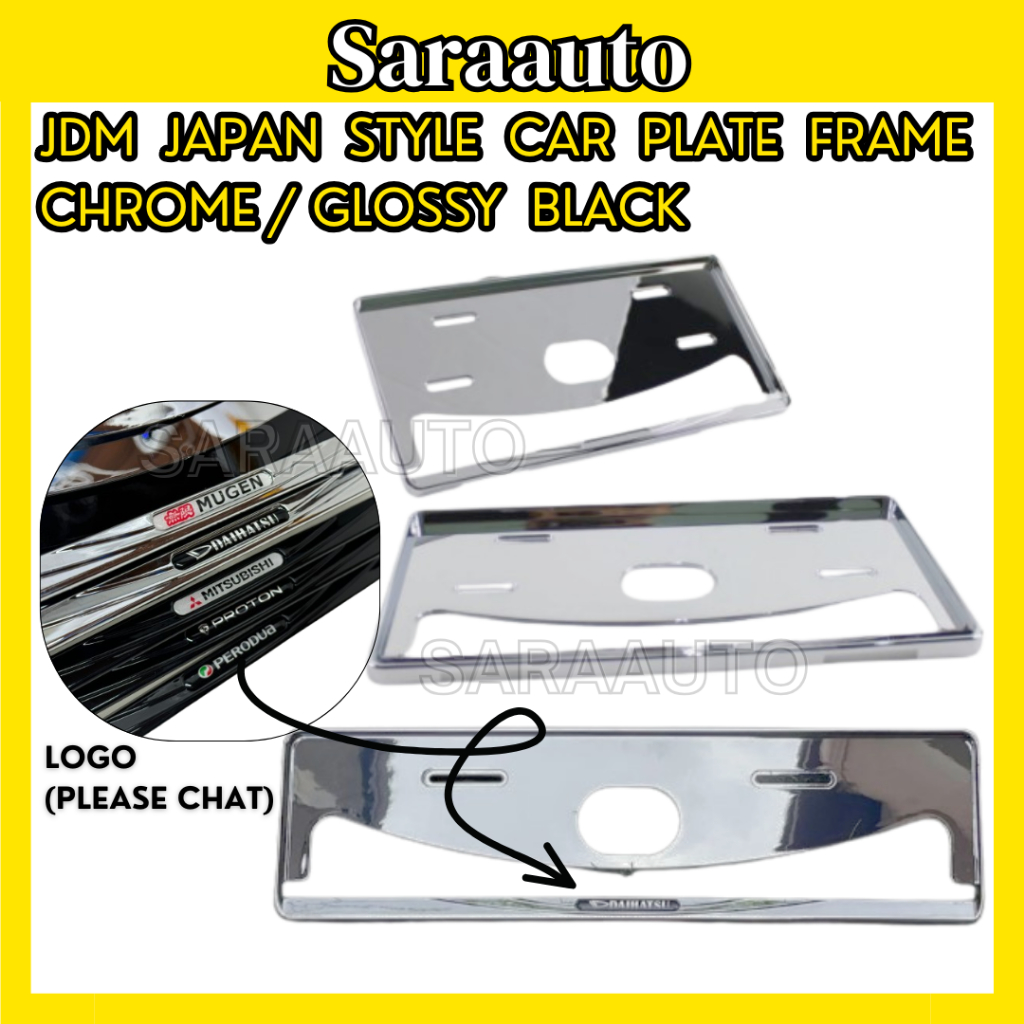 JDM Glossy Black Chrome Daihatsu Cover Japan ABS Car Plate Frame Myvi ...