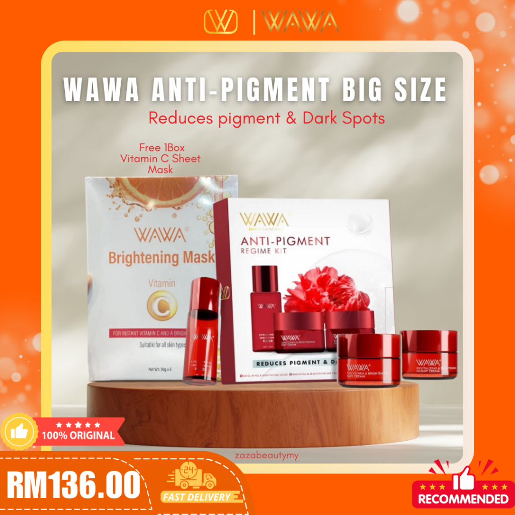 WAWA ANTI PIGMENT REGIME KIT (BIG SET) FREE 1 BOX FACIAL MASK | Shopee ...