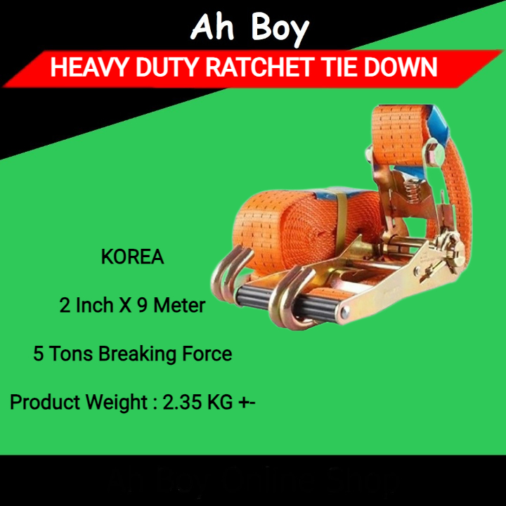 RATCHET TIE DOWN (KOREA) 2 Inch X 9 Meter HEAVY DUTY ( ORANGE ) | TALI ...