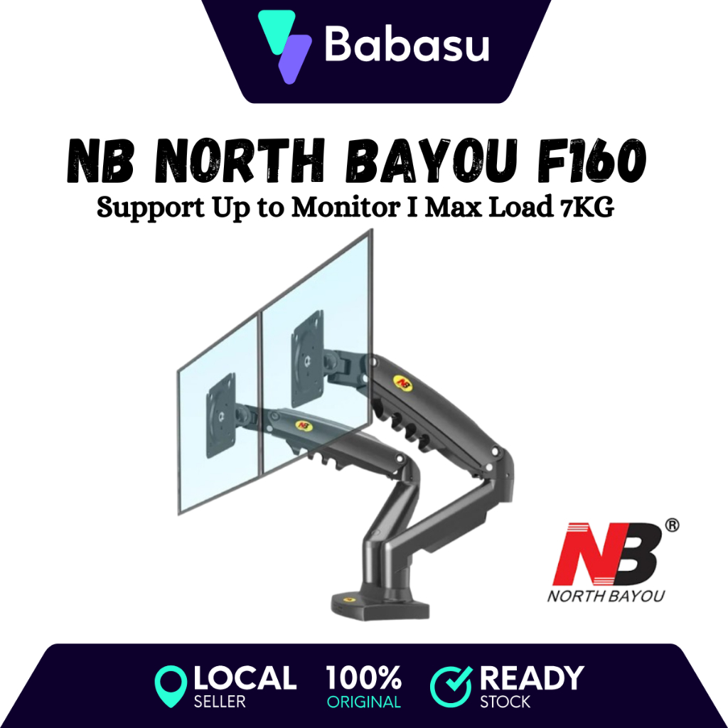 NB North Bayou F160 Gas Strut Flexi Dual Monitor Arm Screen Support Up ...
