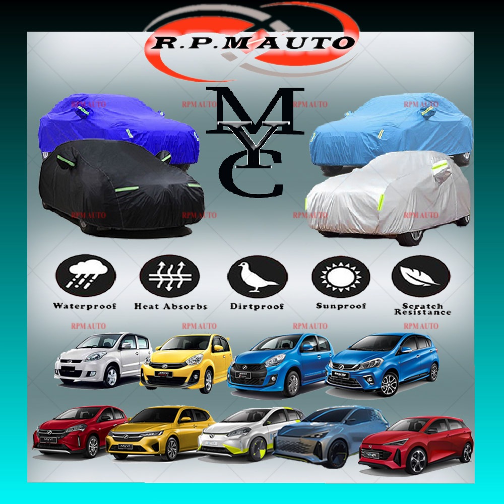 3Layer Car cover YMC Super-Premium MYVI Protector Waterproof Dust Rain ...