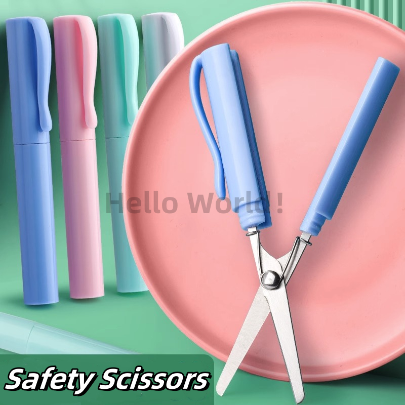 multi-function scissors portable travel safety scissors with cover pen ...