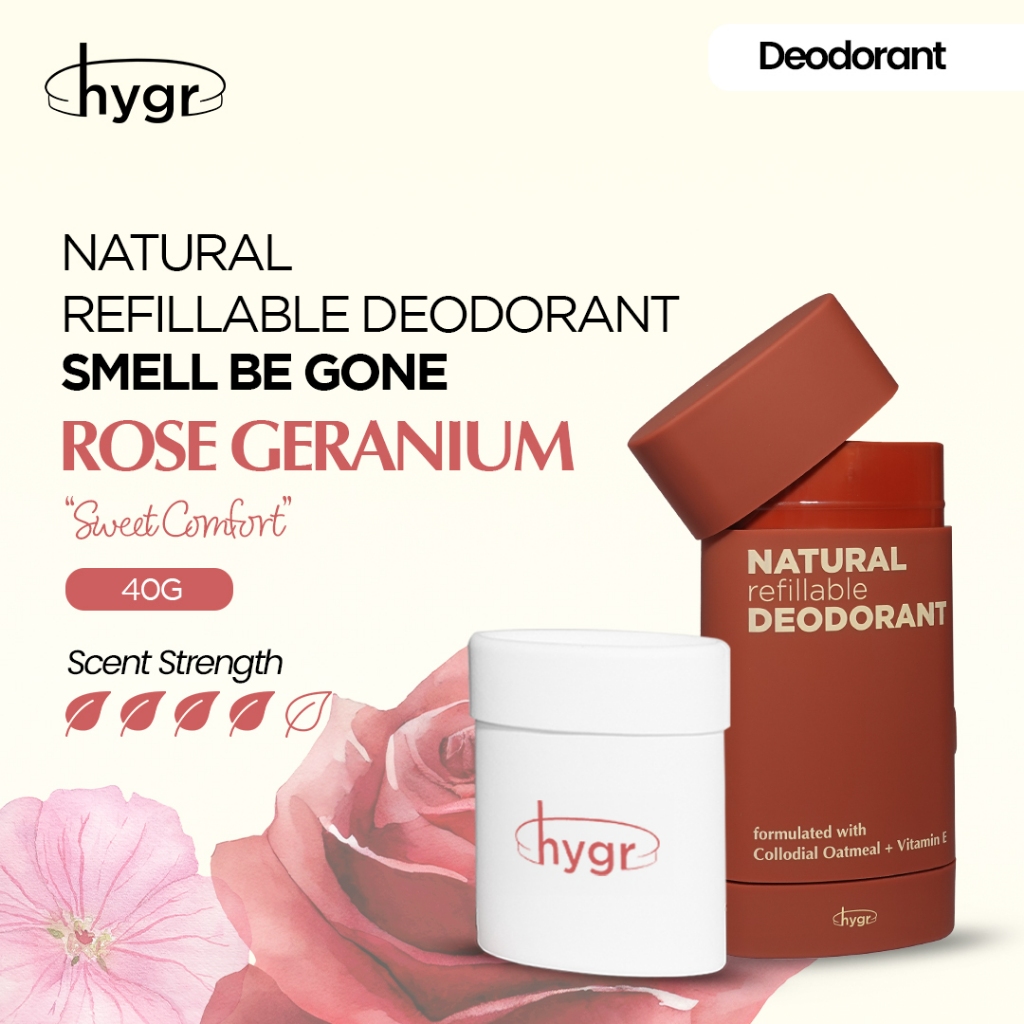 [Rose Geranium] Hygr Natural Refillable Deodorant Stick For Smelly ...