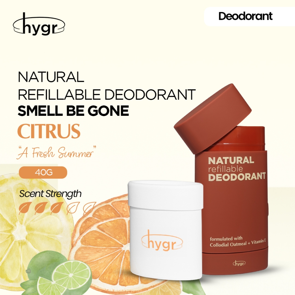 hygr Natural Refillable Deodorant Stick - Citrus (40g) | Shopee Malaysia