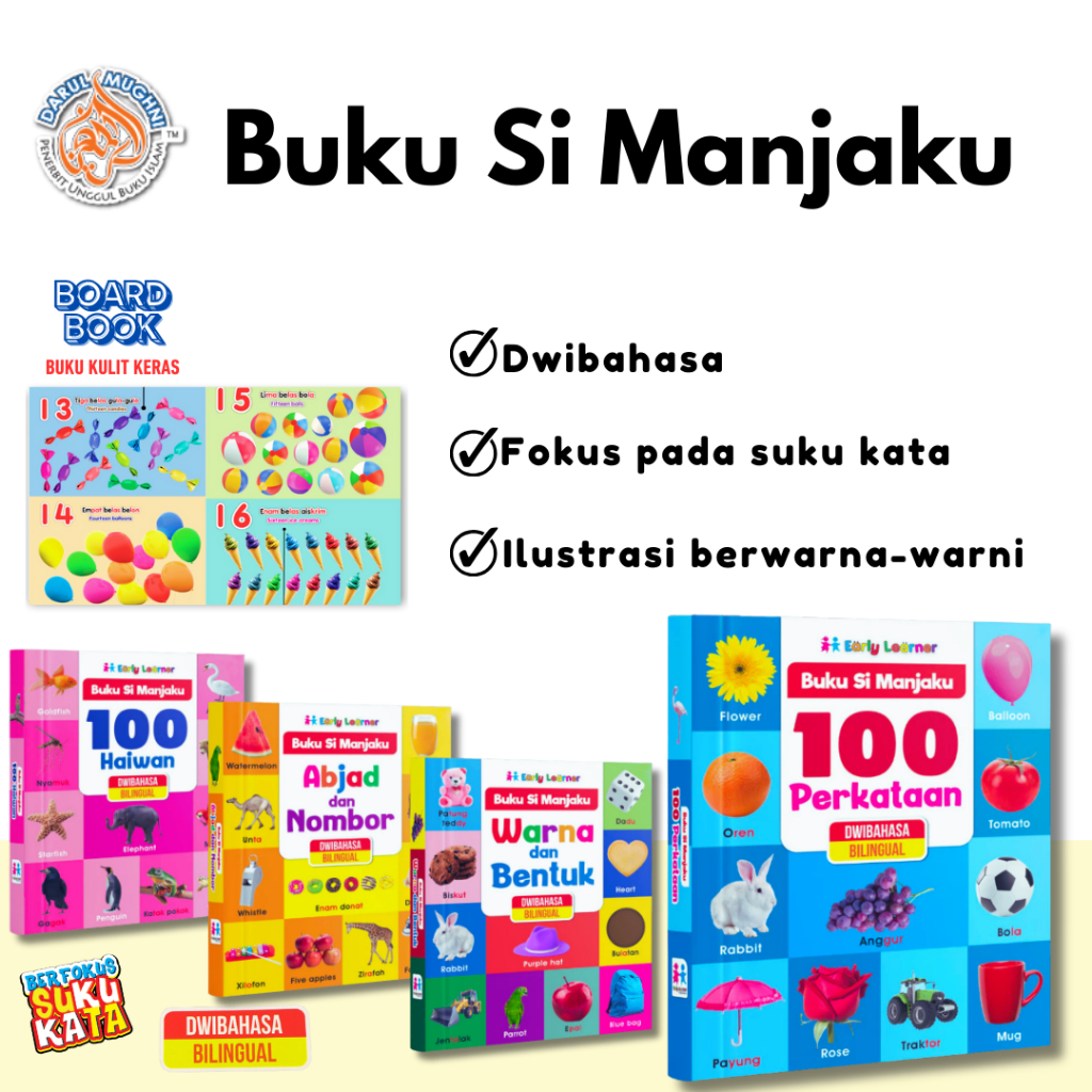 Board Book - Buku Si Manjaku - Buku Suku Kata - Diwibahasa -abc ...