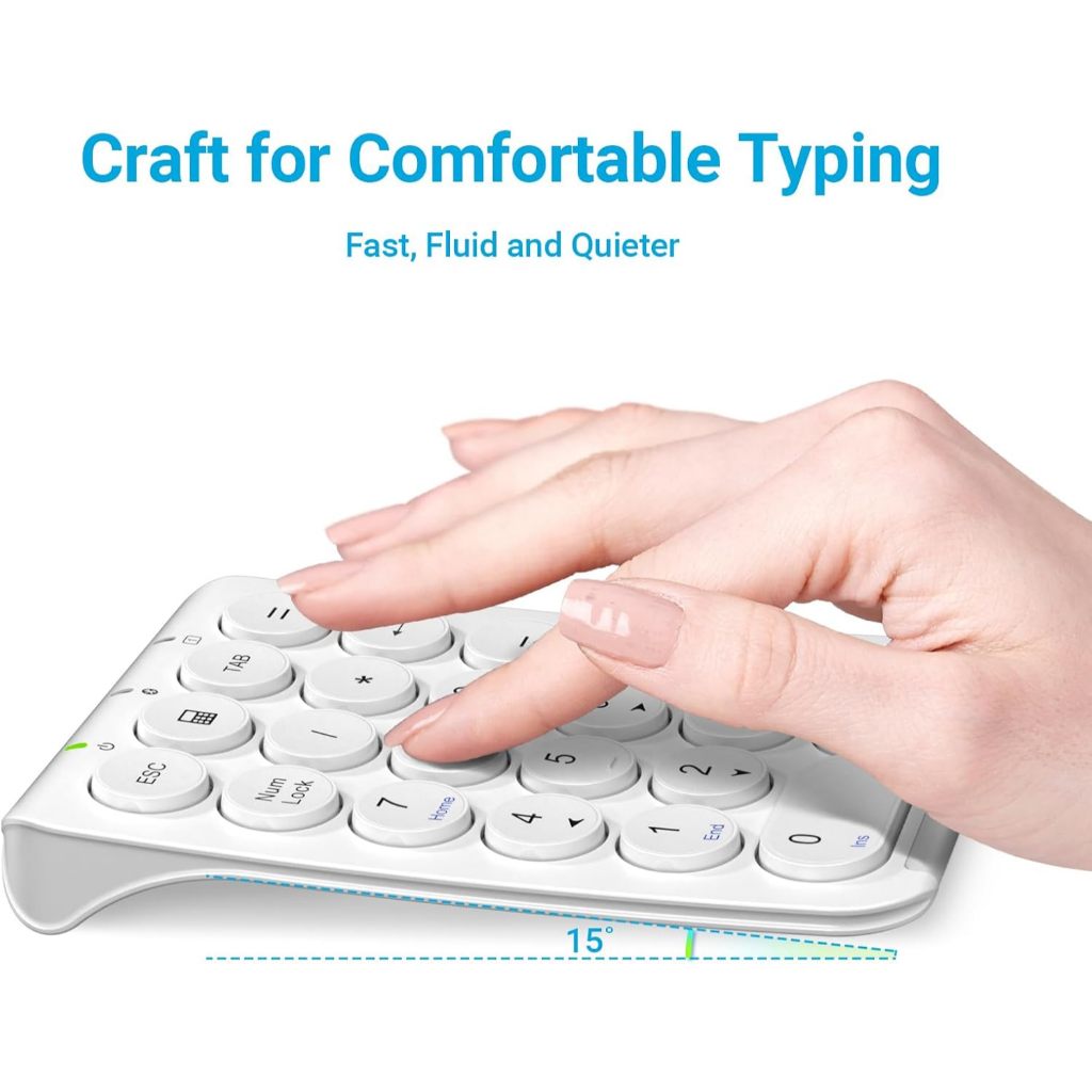 iClever IC-KP08 Number Keyboard Pad, Bluetooth Portable Wireless Rechargeable Numeric Keypad ...