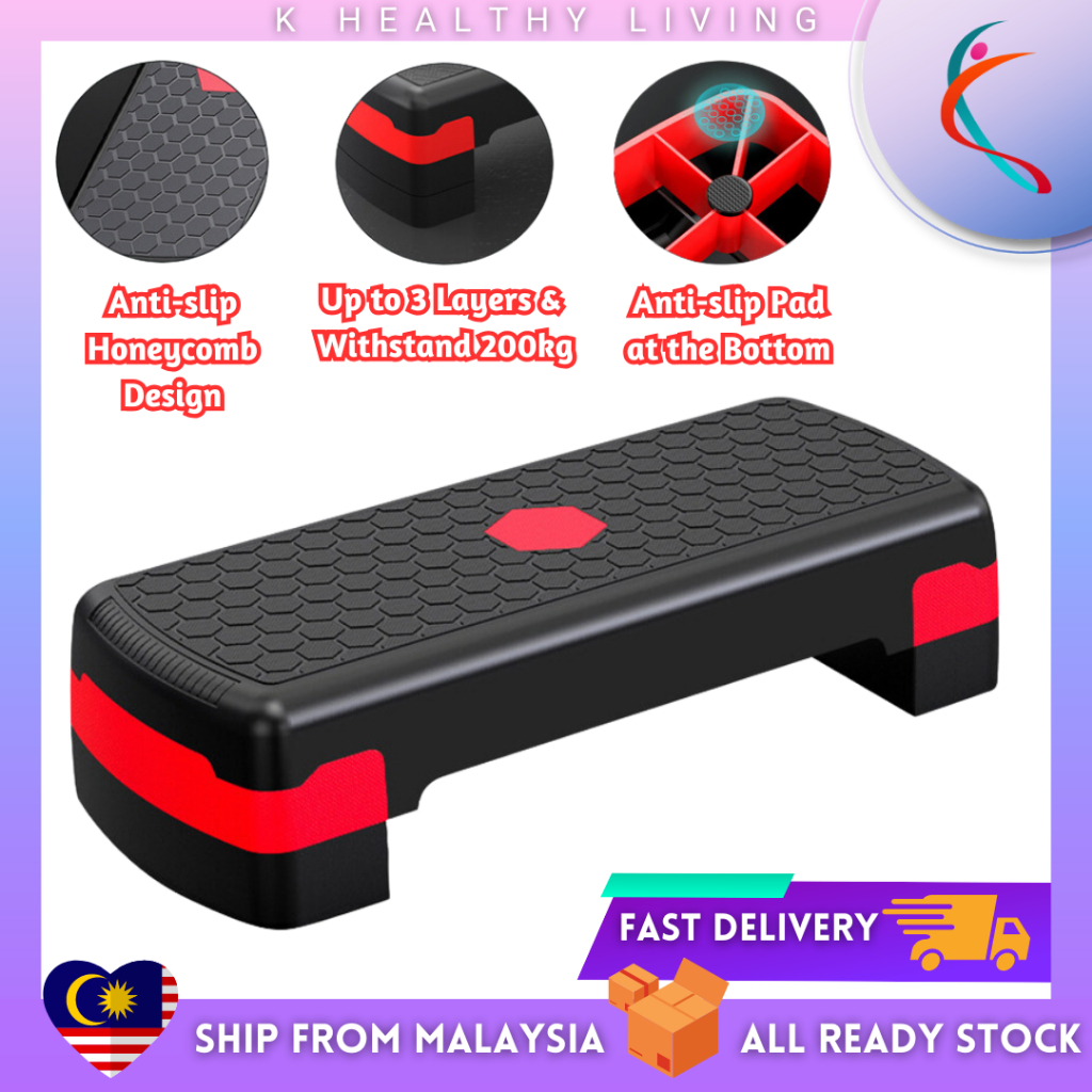 3H Adjustable Non-Slip Aerobic Step Up Board Stepper Fitness Workout ...